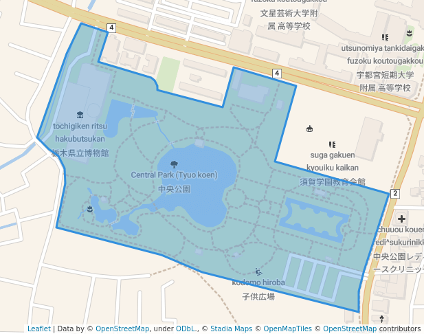 Central Park (Tyuo koen) in Utsunomiya | Map and Routes