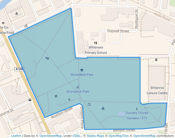 Shoreditch Park in London | Map and Routes