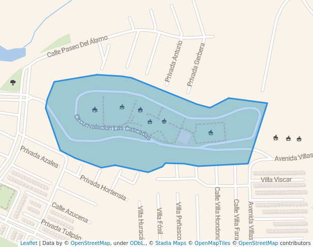 Unidad Deportiva Las Cascadas in Portico de San Antonio | Map and Routes