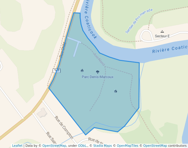 Parc Denis-Marcoux in Coaticook | Map and Routes