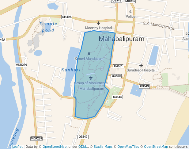 Group of Monuments - Mahabalipuram in Mahabalipuram | Map and Routes