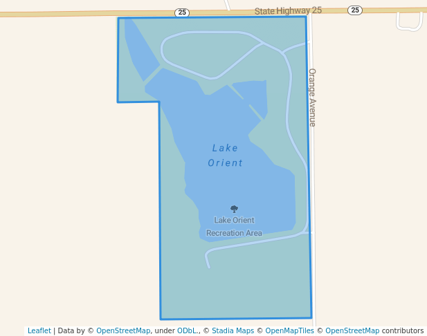 Lake Orient Recreation Area in Orient | Map and Routes