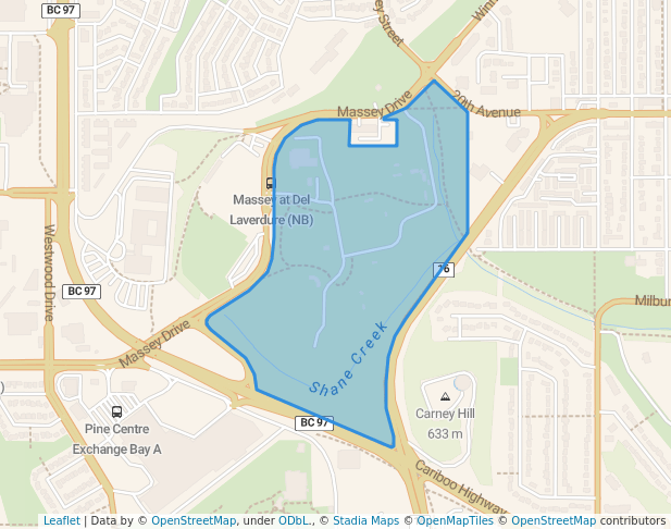 Carrie Jane Gray Park in Prince George | Map and Routes