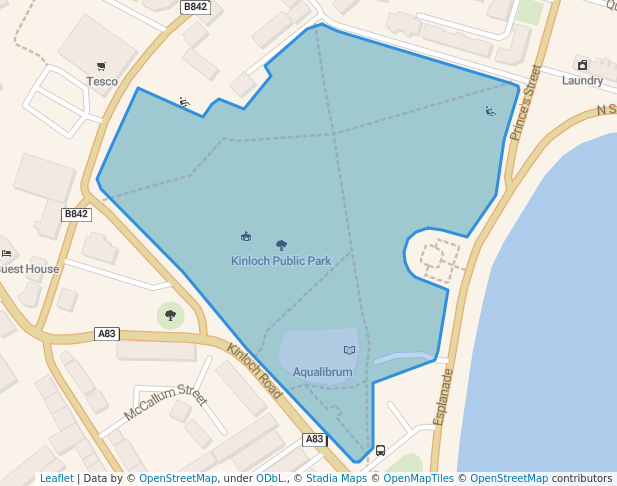 Kinloch Public Park in Campbeltown | Map and Routes