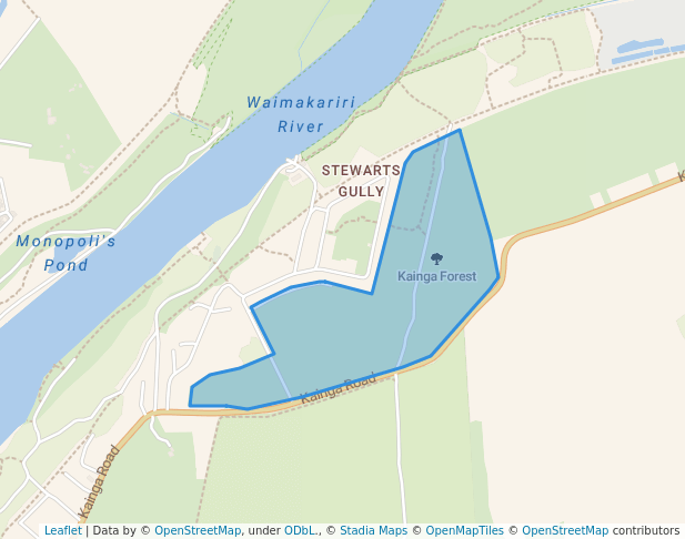 Kainga Forest in Christchurch | Map and Routes