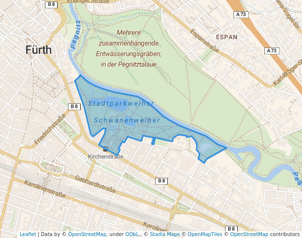 Stadtpark in Fürth | Map and Routes