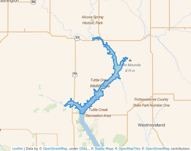 Tuttle Creek Wildlife Area in Randolph | Map and Routes