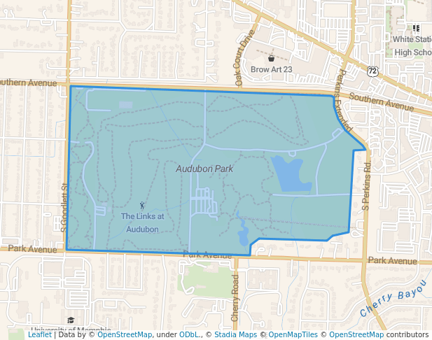 Audubon Park in Memphis | Map and Routes