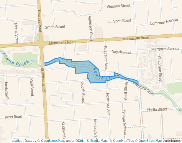 Fourth Creek Reserve in Rostrevor | Map and Routes