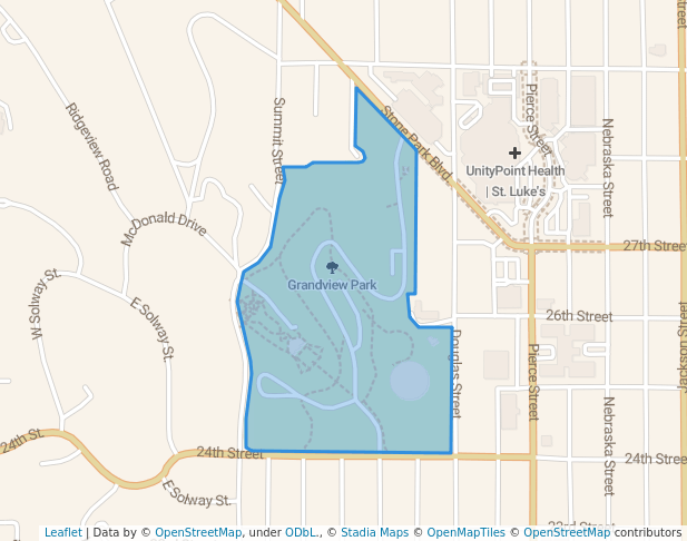 Grandview Park in Sioux City | Map and Routes