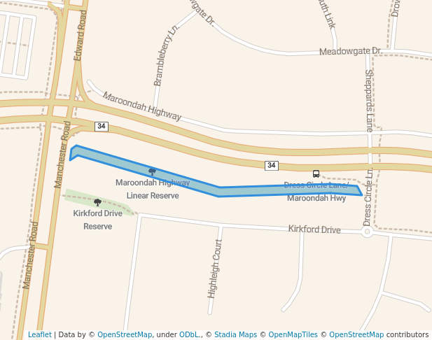 Maroondah Highway Linear Reserve in Chirnside Park | Map and Routes