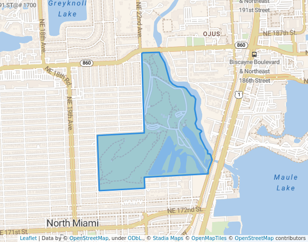 Greynolds Golf Course in North Miami Beach | Map and Routes