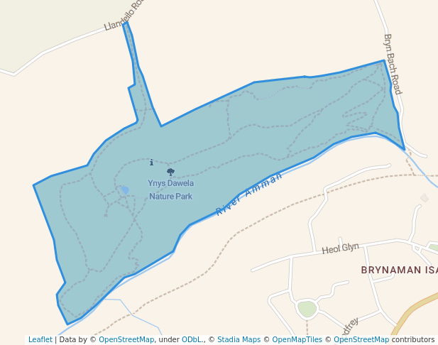 Ynys Dawela Nature Park in Lower Brynamman | Map and Routes