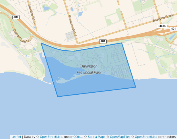 Darlington Provincial Park in Bowmanville | Map and Routes