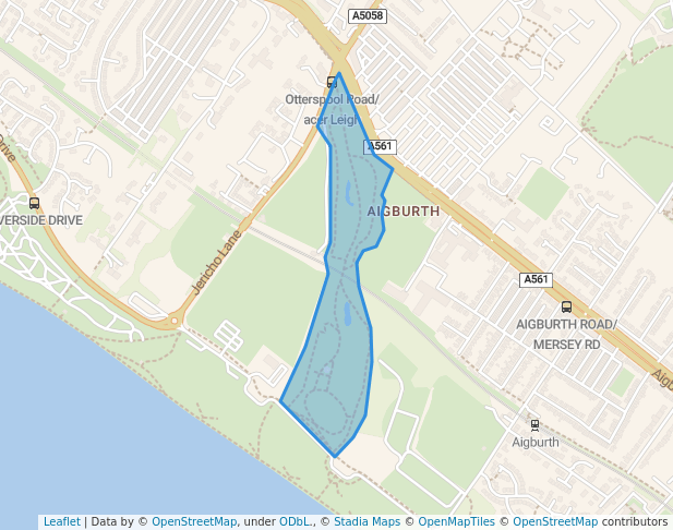 Otterspool Park in Liverpool | Map and Routes