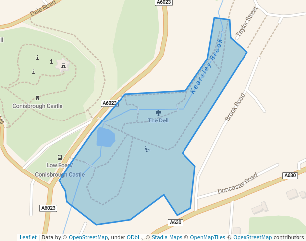 The Dell in Conisbrough | Map and Routes