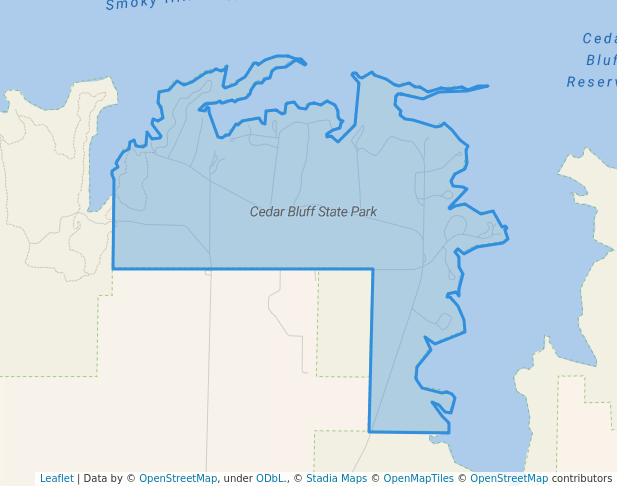 Cedar Bluff State Park in Brownell | Map and Routes
