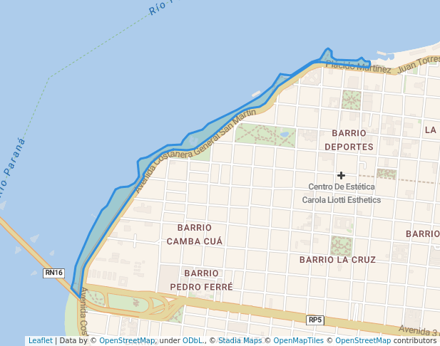 Paseo Costanera Norte in Corrientes | Map and Routes