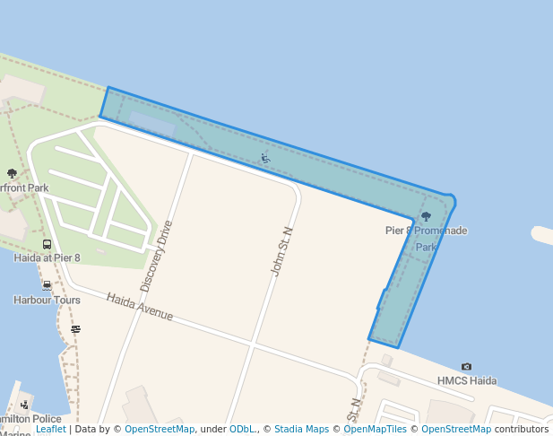 Pier 8 Promenade Park in Hamilton | Map and Routes