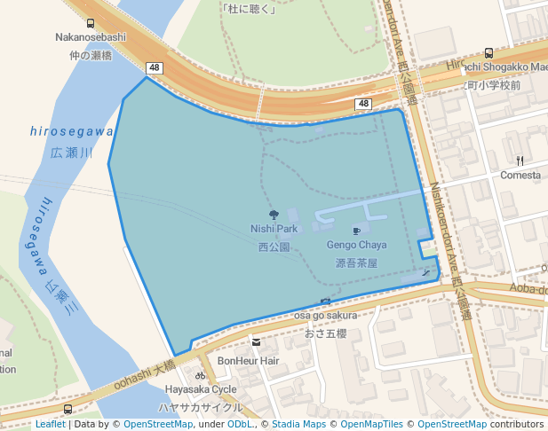 Nishi-Koen in Sendai | Map and Routes