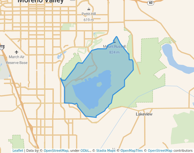Lake Perris State Recreation Area in Moreno Valley | Map and Routes