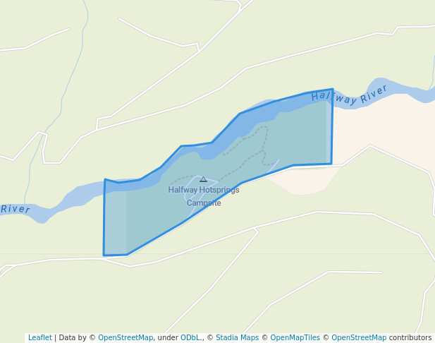 Halfway River Hotsprings Recreation Site in Nakusp | Map and Routes