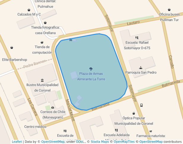 Plaza de Armas Almirante La Torre in Coronel | Map and Routes
