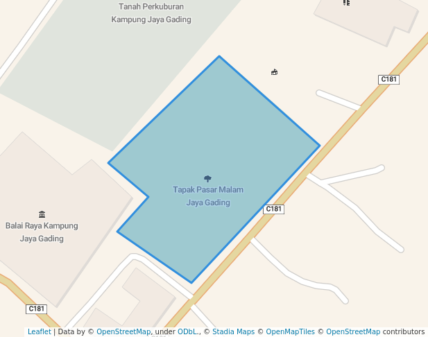 Tapak Pasar Malam Jaya Gading in Kuantan | Map and Routes