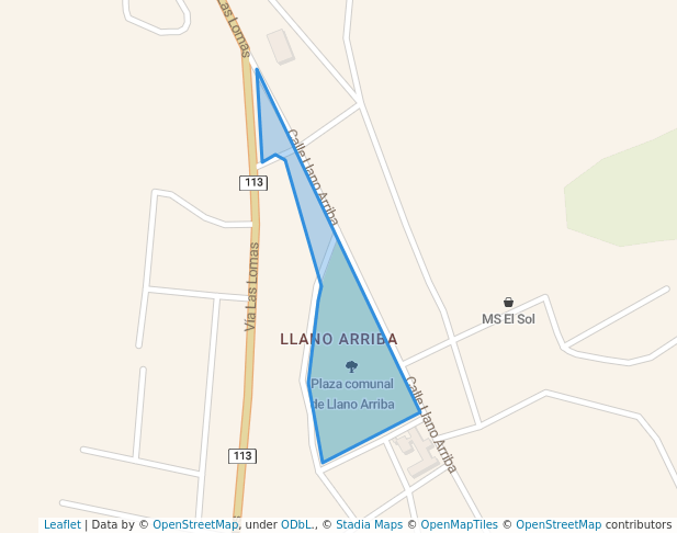 Plaza comunal de Llano Arriba in Las Lomas | Map and Routes