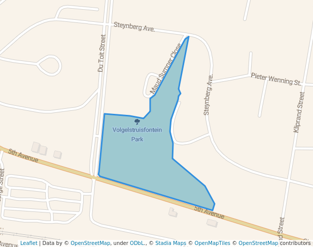 Volgelstruisfontein Park in Roodepoort | Map and Routes