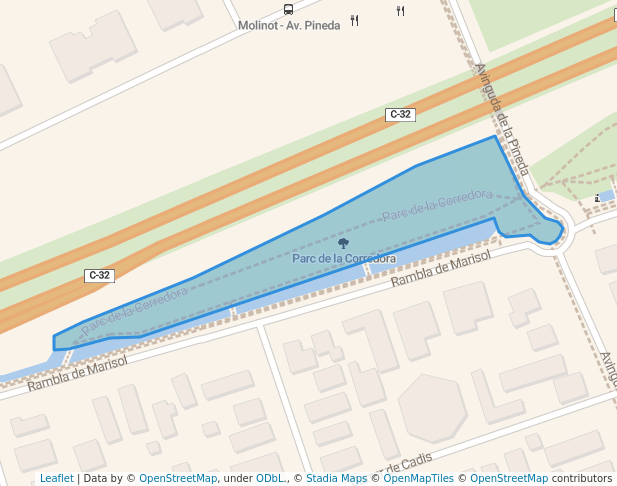 Parc de la Corredora in Castelldefels | Map and Routes