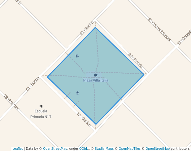 Plaza Villa Italia in Tres Arroyos | Map and Routes
