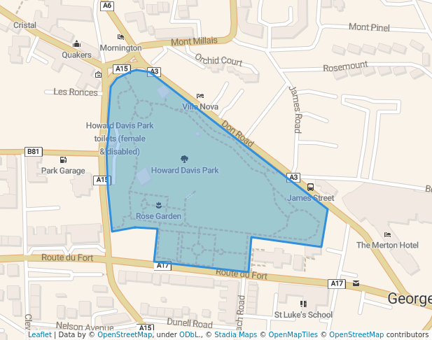 Howard Davis Park in Saint Helier | Map and Routes