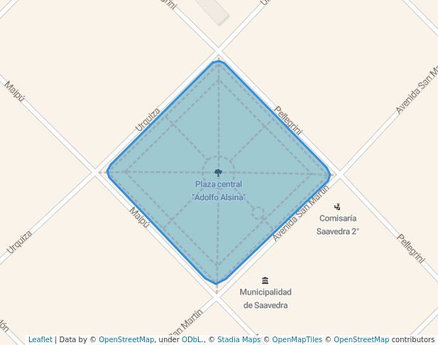Plaza central "Adolfo Alsina" in Saavedra | Map and Routes