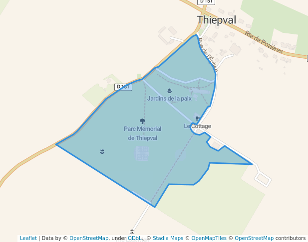 Thiepval Memorial Park in Thiepval | Map and Routes