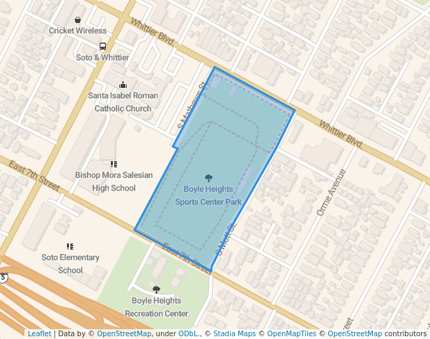 Boyle Heights Sports Center Park in Los Angeles | Map and Routes