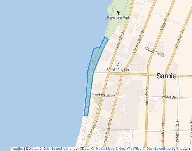 Seaway Centre Park in Sarnia | Map and Routes