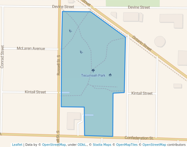 Tecumseh Park in Sarnia | Map and Routes