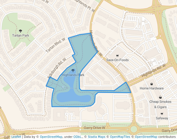 Highlands Park in Lethbridge | Map and Routes