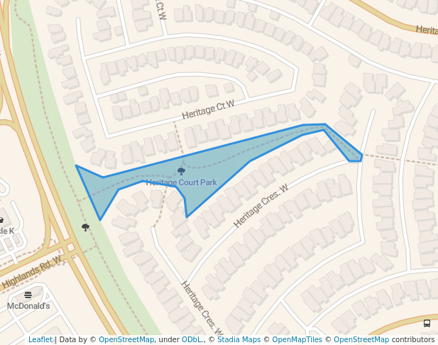Heritage Court Park in Lethbridge | Map and Routes
