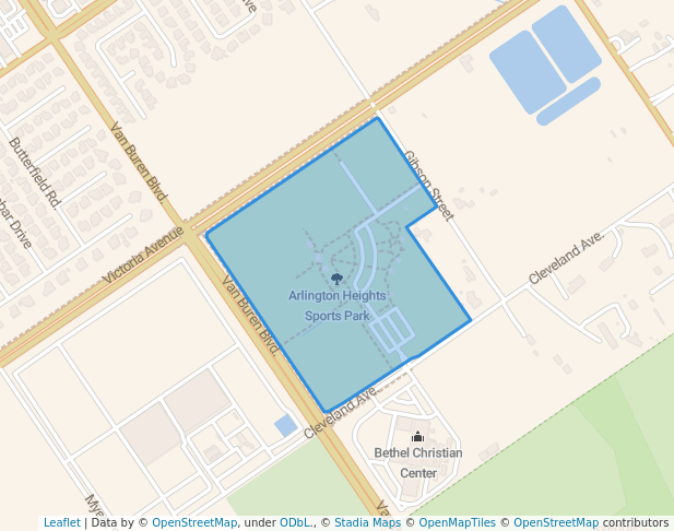 Arlington Heights Sports Park in Riverside | Map and Routes