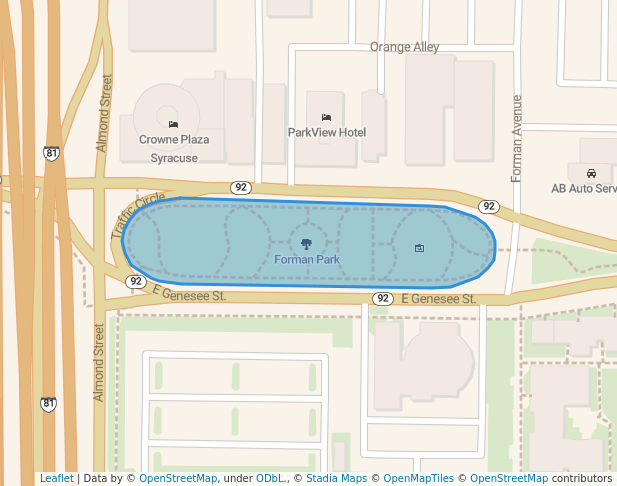 Forman Park in Syracuse | Map and Routes