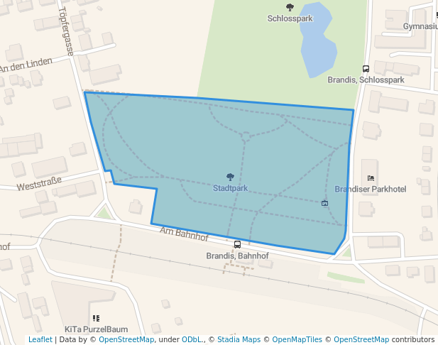 Stadtpark in Brandis | Map and Routes