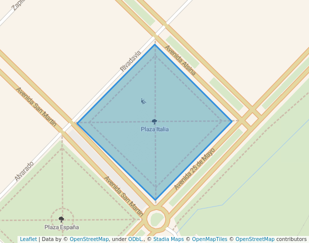Plaza Italia in San Carlos de Bolivar | Map and Routes