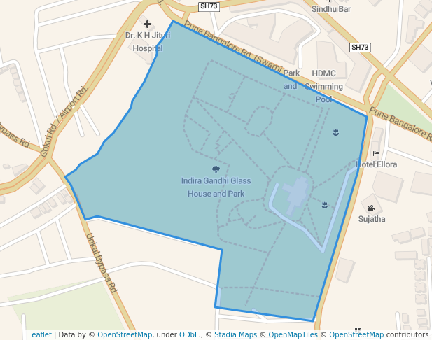 Indira Gandhi Glass House and Park in Hubballi | Map and Routes