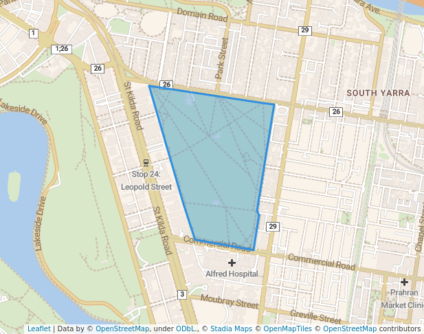 Fawkner Park in South Yarra | Map and Routes