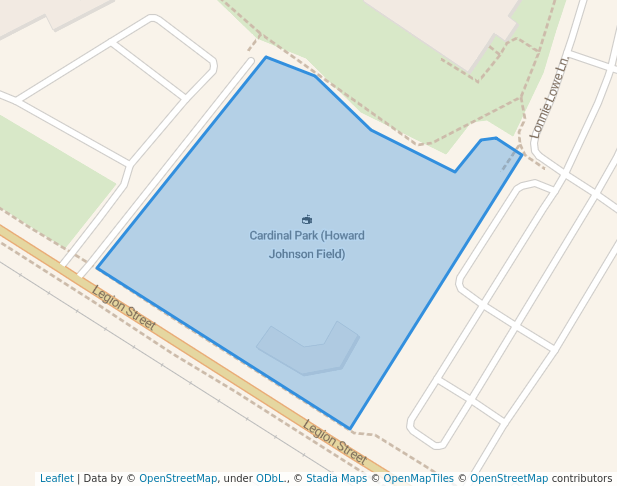 Cardinal Park (Howard Johnson Field) in Johnson City | Map and Routes