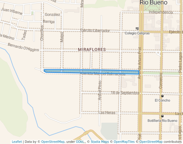 Bandejón Central Avenida Manuel Balmaceda in Rio Bueno | Map and Routes