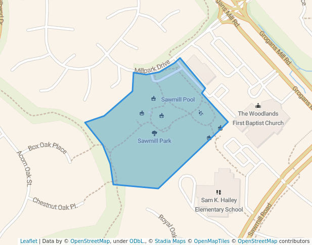 Sawmill Park in The Woodlands | Map and Routes