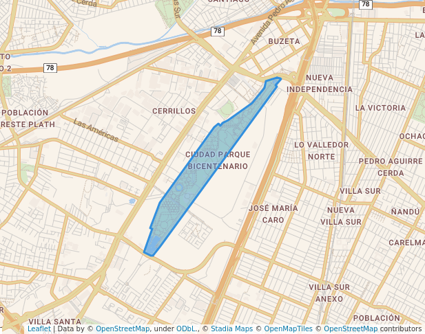 Parque Bicentenario Cerrillos in Cerrillos | Map and Routes